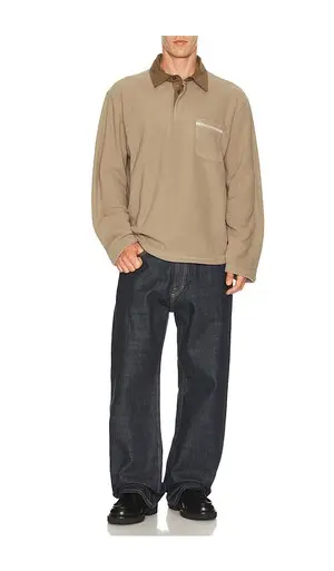 RHYTHM Ladder Polar Fleece Polo In Cream