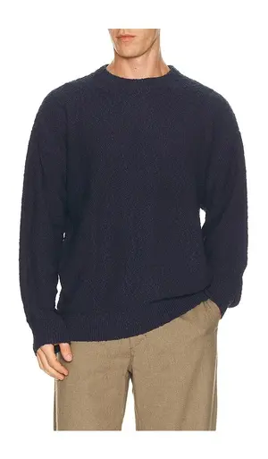 RHYTHM Worn Path Knit Sweater In Blue - Navy
