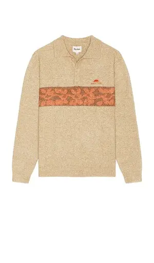 RHYTHM Floragraph Knitted Polo In Brown