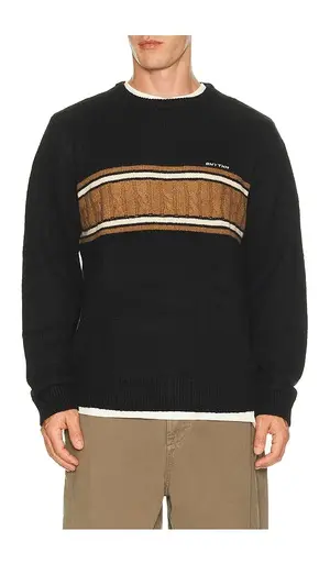 RHYTHM Mohair Stripe Knit Sweater - Black