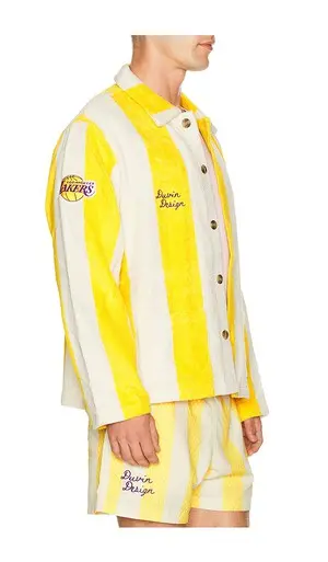 DUVIN DESIGN X Lakers Terry Pool Jacket In Yellow