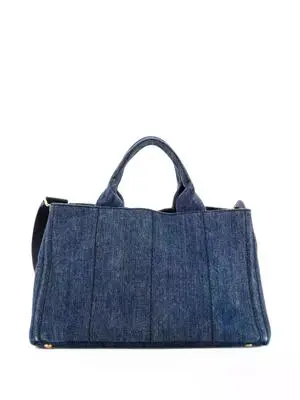 Prada Canapa Convertible Denim Medium Tote Bag