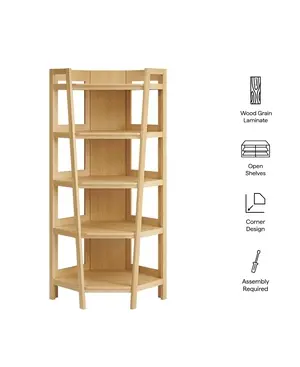 MODWAY Bixby 71 Inch Corner Bookshelf - Oak