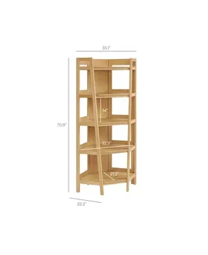 MODWAY Bixby 71 Inch Corner Bookshelf - Oak