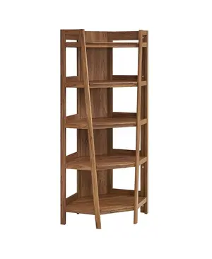 MODWAY Bixby 71 Inch Corner Bookshelf - Walnut
