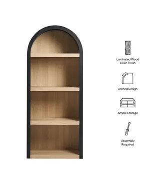 MODWAY Caleb 4 Arched Display Shelf Bookcase - Black