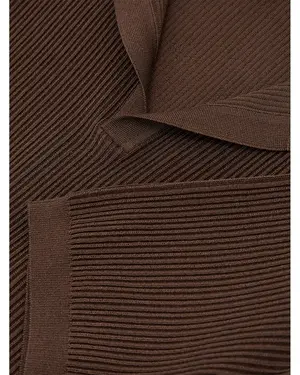 REISS Ribbed Knit Open Collar Polo Shirt