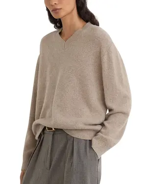 REISS Jenna Cashmere V Neck Sweater - Neutral
