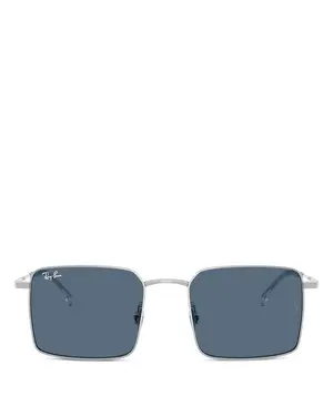 Ray-ban Square Sunglasses, 53mm - Silver/dark Blue