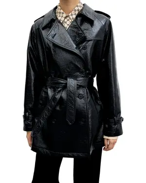 Gerard Darel Vicky Faux Leather Trench Coat