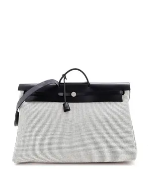 Hermès Herbag Cabine Criss Viking Toile And Leather - Black