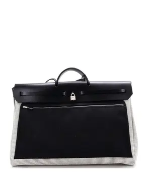 Hermès Herbag Cabine Criss Viking Toile And Leather - Black