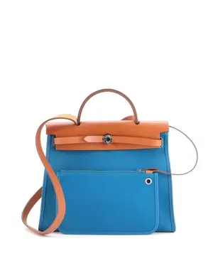 Hermès 31 Herbag Zip Leather And Toile - Blue