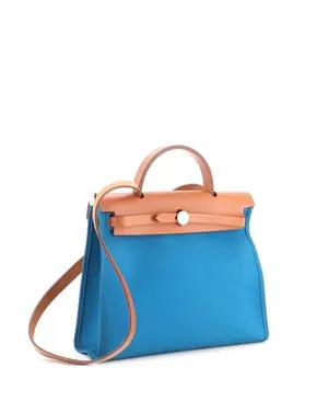 Hermès 31 Herbag Zip Leather And Toile - Blue