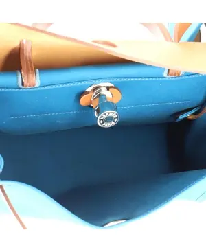 Hermès 31 Herbag Zip Leather And Toile - Blue