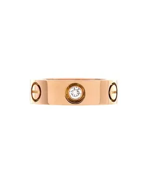 CARTIER Love 3 Diamonds Band Ring 18k Rose Gold With Diamonds - Pink