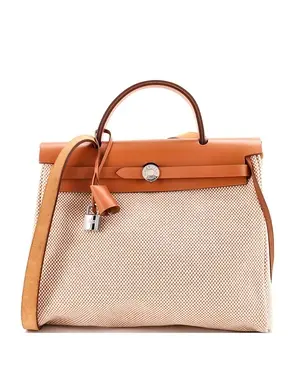 Hermès 31 Herbag Zip Criss Viking Toile And Leather - Neutral