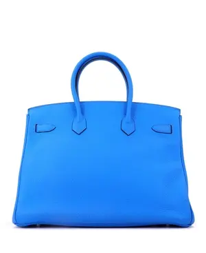Hermès Birkin 35 Handbag Blue Clemence With Palladium Hardware