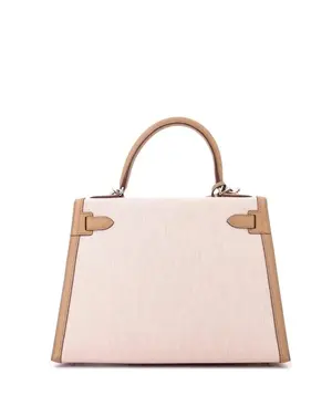 Hermès Kelly 28 Handbag Toile And Brown Swift With Palladium Hardware