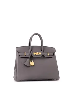 Hermès Birkin 25 Handbag Grey Togo With Gold Hardware