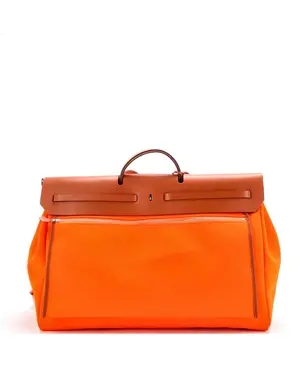 Hermès 50 Herbag Zip Leather And Toile - Orange