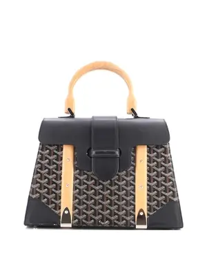 Goyard Mm Saigon Top Handle Bag Coated Canvas With Leather - Black