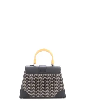 Goyard Mm Saigon Top Handle Bag Coated Canvas With Leather - Black
