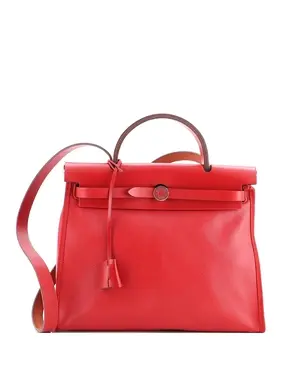 Hermès 31 Herbag Zip Berline Vache Canvas And Leather - Red