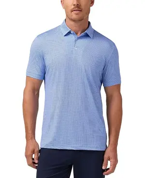 Mizzen+main Halyard Short Sleeve Trim Fit Polo Shirt - Cloud Blue Tile Dot