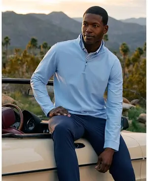 Mizzen+main Easton Quarter Zip Sweater - Cloud Blue Regular