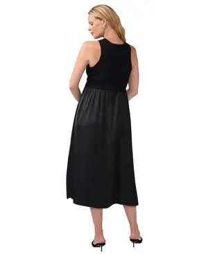 INGRID & ISABEL Sleeveless Mix Media Maternity Midi Dress - Black