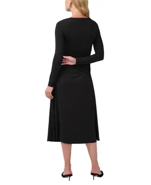 INGRID & ISABEL Ruched Mock Neck Maternity Midi Dress - Black