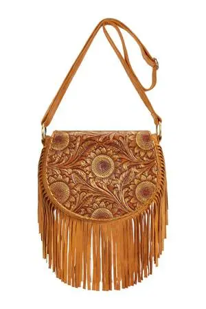 JODI LEE Anahita Sunflower Bag Antique Medium Gold Dark Tan