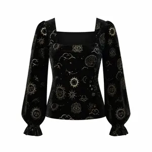 YUMI Velvet Cosmic Print Top