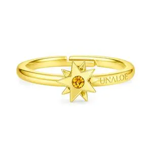 UNALOE Yellow Quartz Star Statement Ring – Gold Vermeil - Gold/yellow