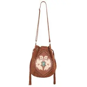 JODI LEE Hula Hibiscus Pouch Bag Tobacco - Brown