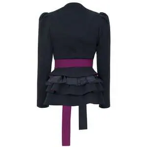 TIA DORRAINE Meets Royal Ruffled Blazer & Purple - Black