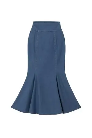 CONQUISTA High-waist Flared Midi Skirt In Lyocell