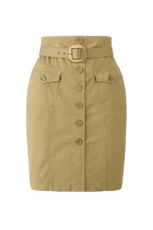 CONQUISTA High-waist Button-front Belted Skirt