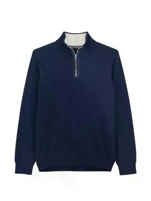 Boggi Milano Quarter-zip Jumper In Cashmere - Blue