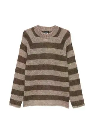 Emporio Armani Striped Mohair-blend Sweater - Brown