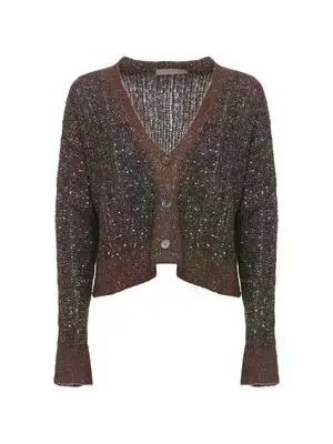 D.exterior Sequin-embellished Cable-knit Cardigan