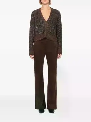 D.exterior Sequin-embellished Cable-knit Cardigan - Brown