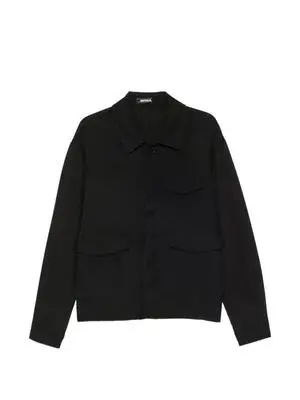 Imperial Button-up Flap-pocket Shirt Jacket - Black