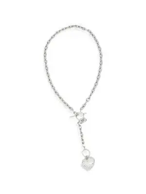 Guess Crystal-embellished Heart-pendant Necklace - Silver