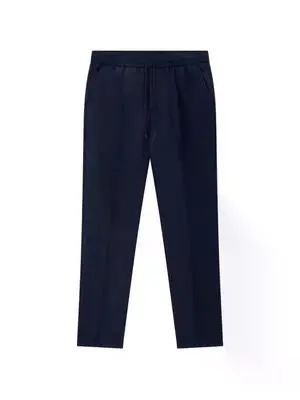 Boggi Milano City Trousers In Mélange Wool Flannel - Blue