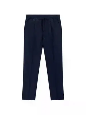 Boggi Milano City Trousers In Mélange Wool Flannel - Blue
