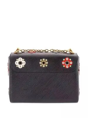 LOUIS VUITTON Twist Handbag Limited Edition Flower Embellished Epi Leather Mm Crossbody Bag - Black