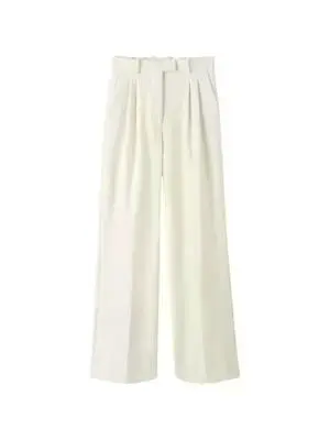 Almada Label Pleated Wide-leg Trousers - Neutrals