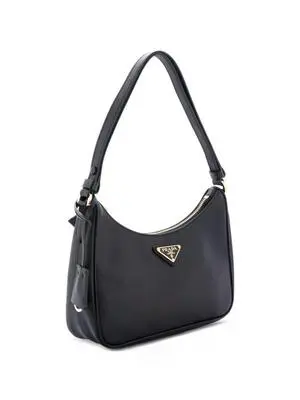 Prada Re-edition Hobo Saffiano Leather Mini Shoulder Bag - Black